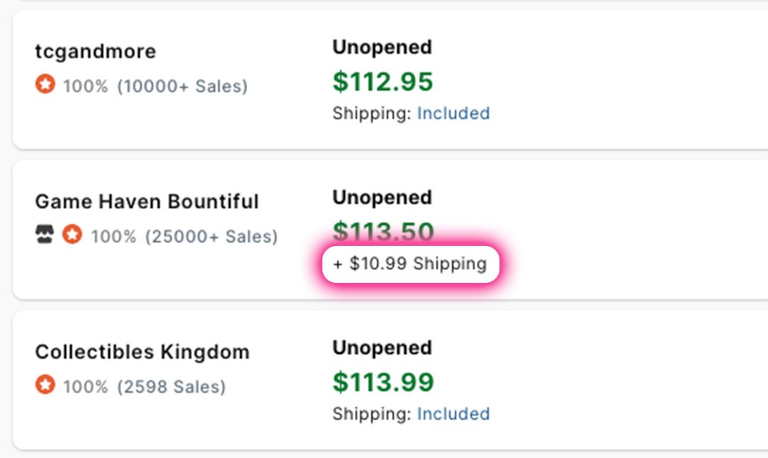 Shipping Settings Tcgplayer