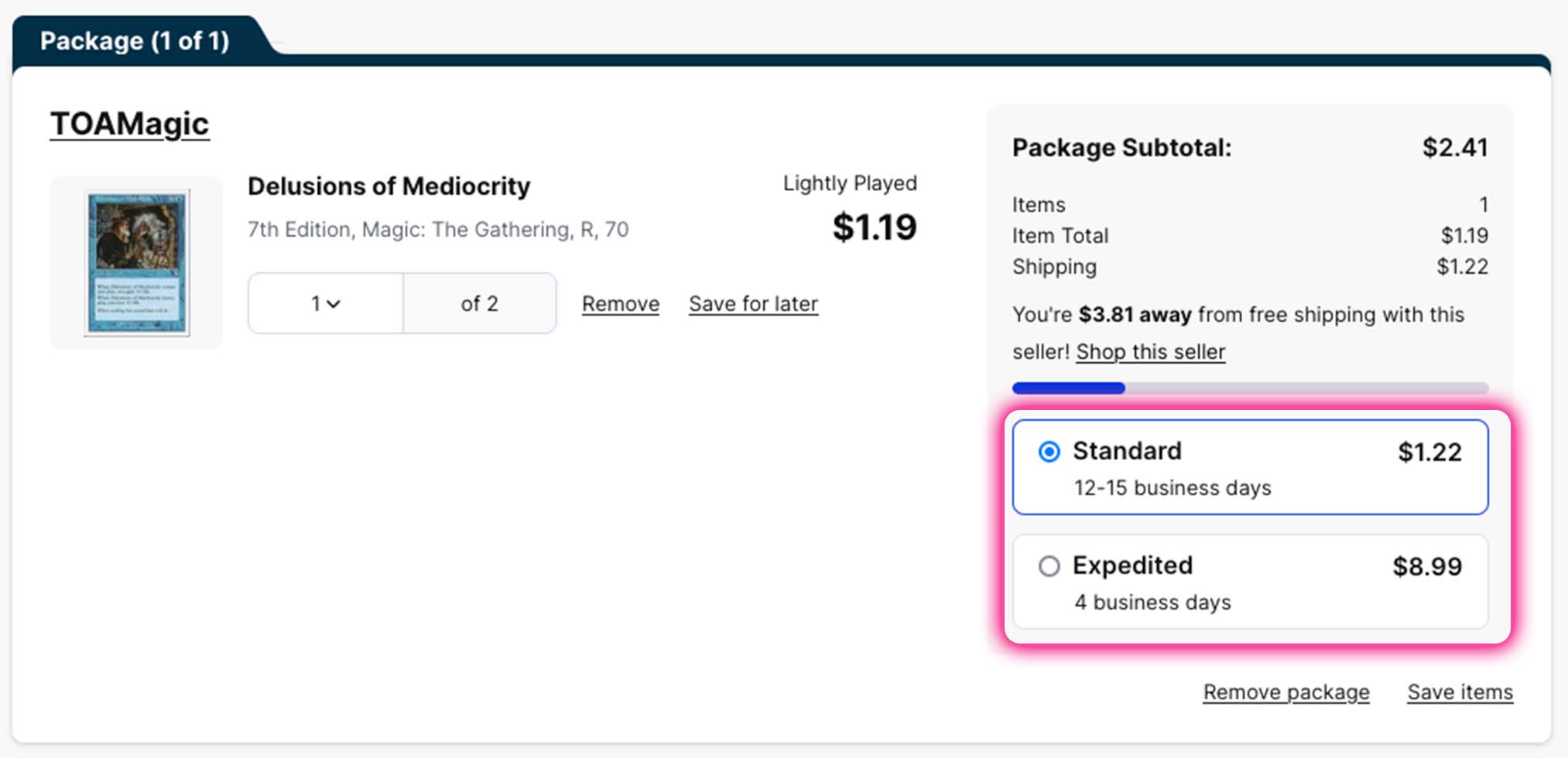 Shipping Settings Tcgplayer